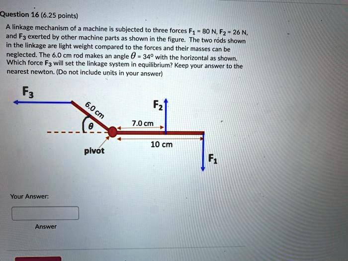 SOLVED: Question 16 (6.25 points) linkage mechanism of machine ...