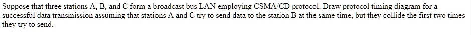 SOLVED: Suppose that three stations A, B. and C form a broadcast bus ...