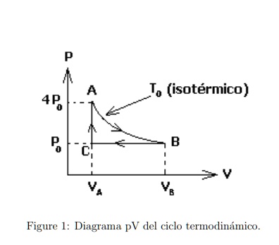 SOLVED: 5 (isotermico) 4P p 3 Figure 1: Diagrama pV del ciclo ...