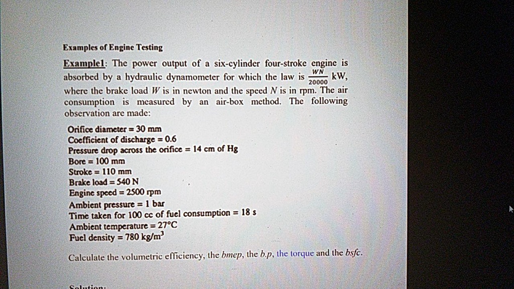 Examples of Engine Testing Examplel: The power output of a six-cylinder ...
