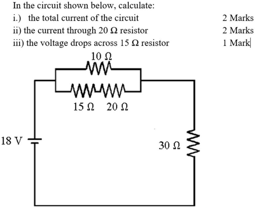 SOLVED: In the circuit shown below; calculate: i.) the total current of the circuit ii) the ...
