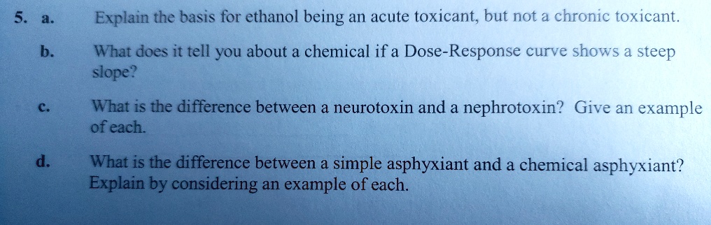 explain the basis for ethanol being an acute toxicant but not a chronic ...