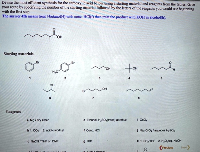 SOLVED: Devise the most efficient synthesis for the carboxylic acid ... SOLVED: Devise the most efficient synthesis for the carboxylic acid ...