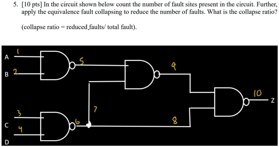 5 [10 Pts] In The Circuit Shown Below Count The Number Of Fault Sites Present In The Circuit