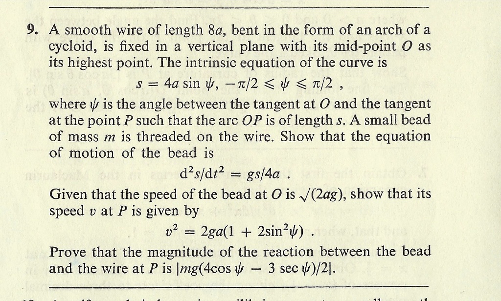 SOLVED: A smooth wire of length 8a, bent in the form of an arch of a ...