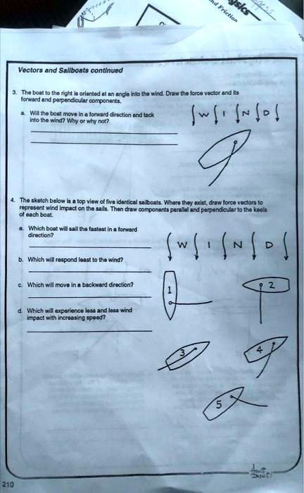SOLVED: Vectors and Sailboats continued The boat to the right is ...