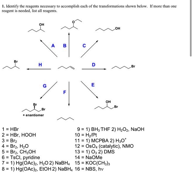 SOLVED:Identify the reagents necessary accomplish each of the ...