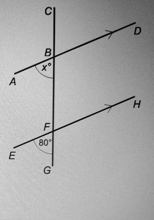 SOLVED: 'Angle EFG is 80°СDa) Find the size of angle x.Bxob) Which one ...