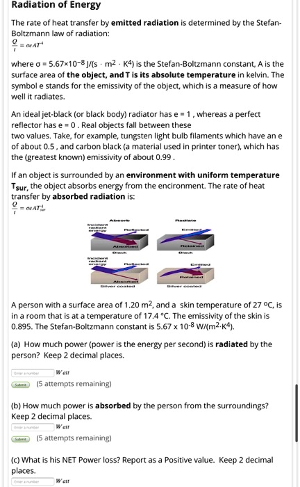 SOLVED:Radiation of Energy The rate of heat transfer by emitted ...