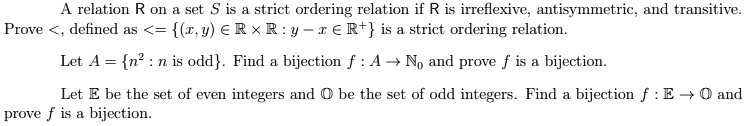 SOLVED: A relation R on set 5S is strict ordering relation if R is ...