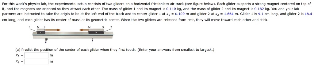 For this week's physics lab, the experimental setup consists of two ...