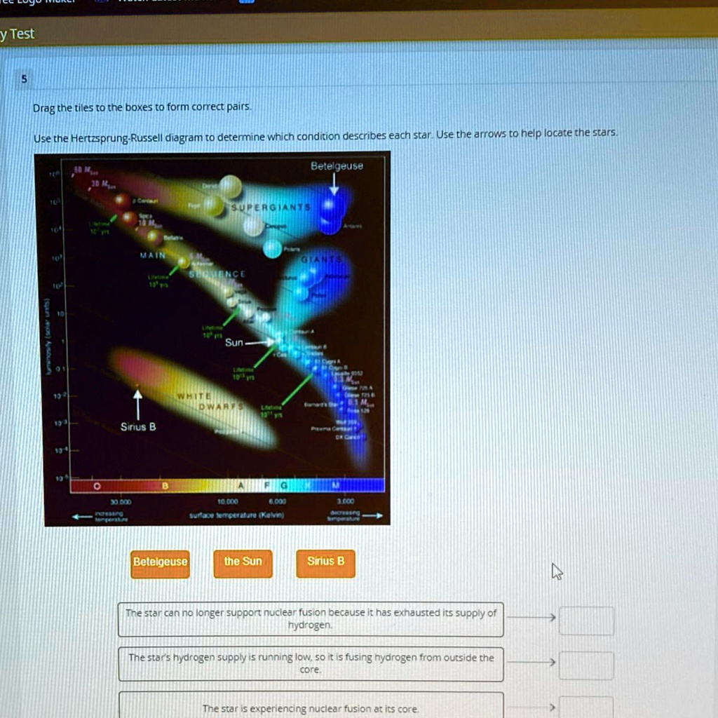 drag the tiles to the boxes to form correct pairs use the hertsprung ...
