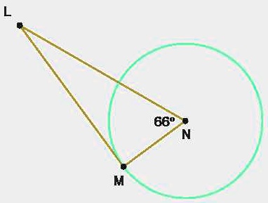 SOLVED: 'LM is tangent to ⊙N at point M. Determine the following angle measures. m∠M = m∠L = 660'