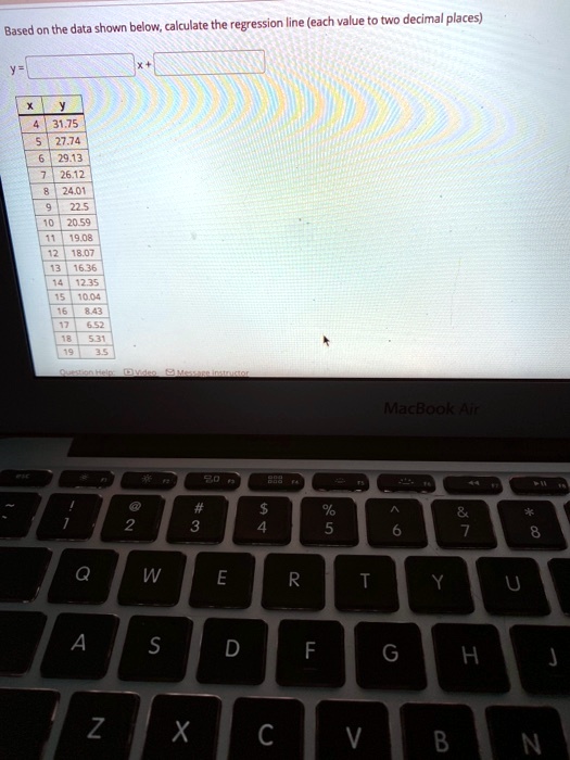 SOLVED: the data shown below; calculate the regression line (each value two decimal places ...