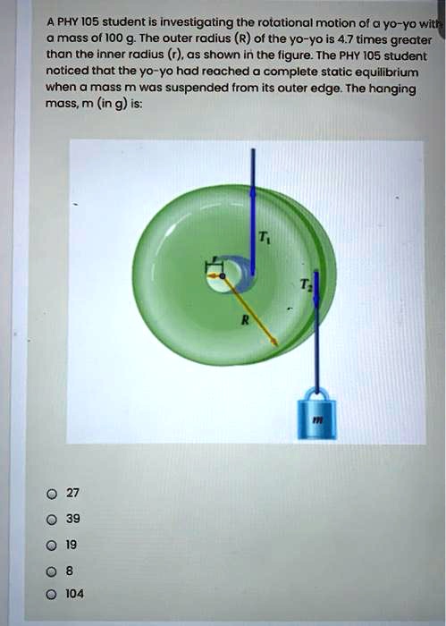 SOLVED: A PHY 105 student is investigating the rotational motion of a ...