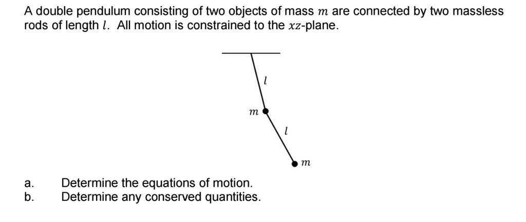 A double pendulum consisting of two objects of mass ð ‘š is connected ...