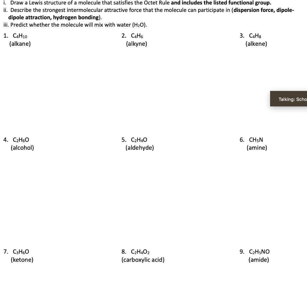 SOLVED: Draw a Lewis structure of a molecule that satisfies the Octet ...