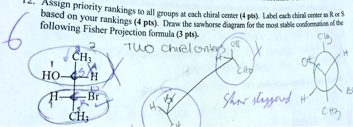 Assign priority rankings to all groups at each chiral center (4 pts ...