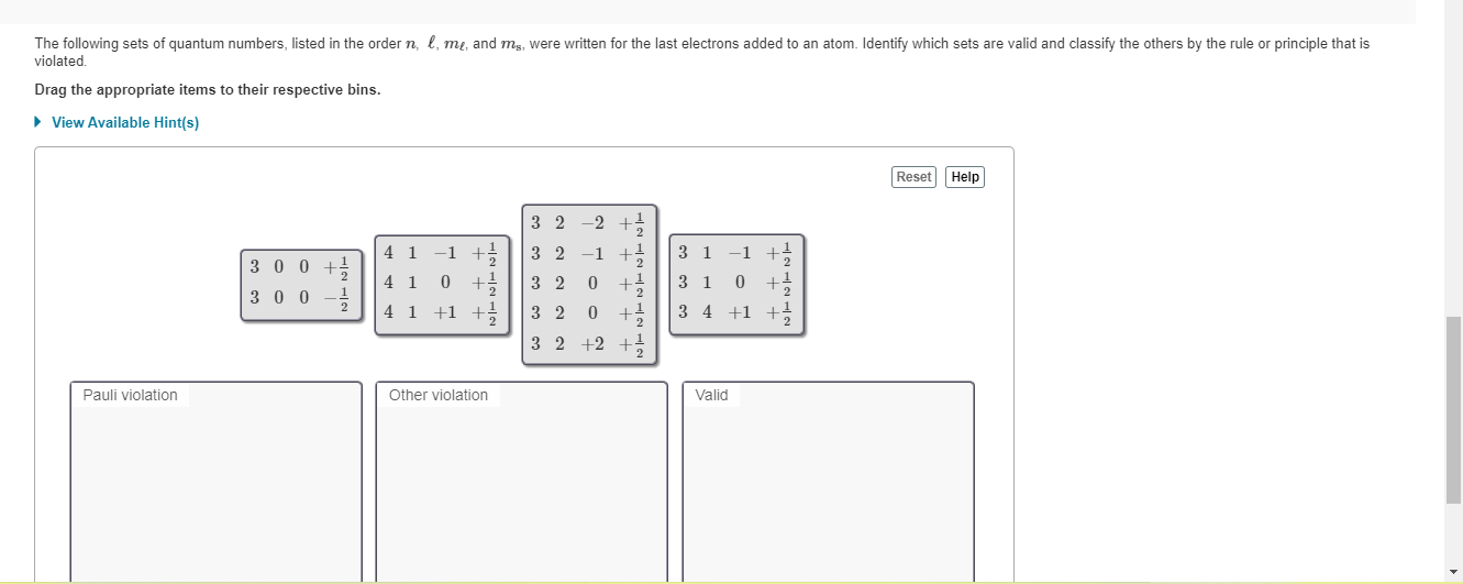 SOLVED: The following sets of quantum numbers, listed in the order n, ℓ ...