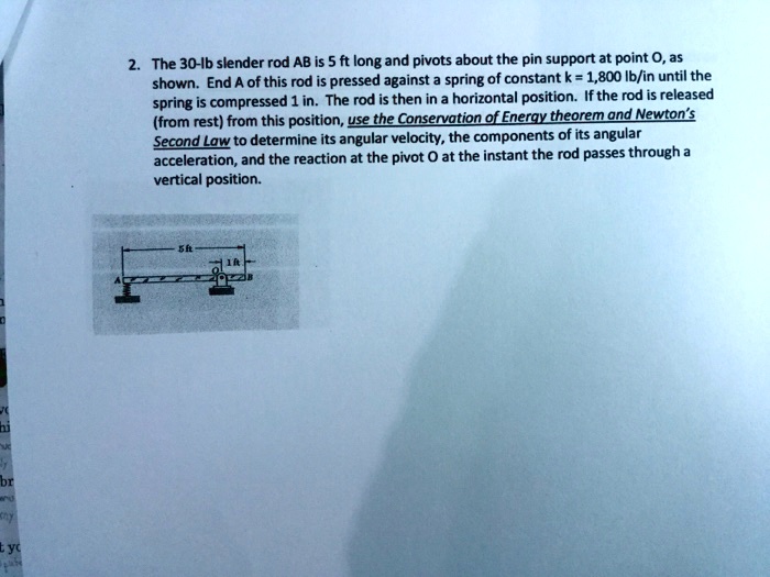 SOLVED: The 30-Ib slender rod AB is 5 ft long and pivots about the pin ...