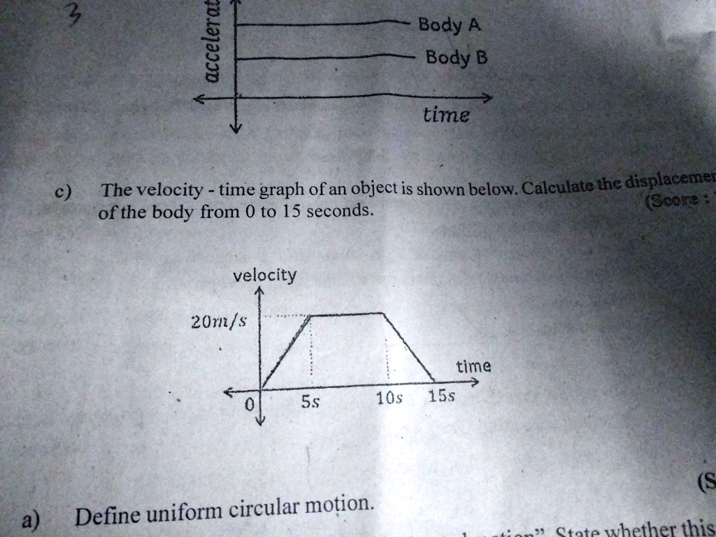 SOLVED: 'The velocity time graph of an object is shown below calculate the displacement of the ...