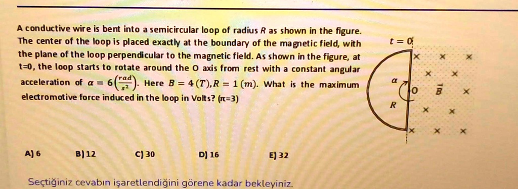 SOLVED: Texts: A conductive wire is bent into a semicircular loop of radius R as shown in the ...