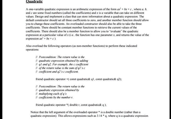 Solved Quadratic A One Variable Quadratic Expression Is An Arithmetic Expression Of The Form X