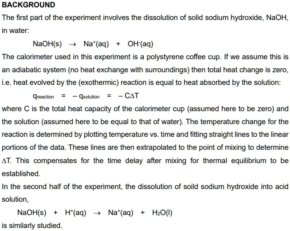 SOLVED: BACKGROUND The first part of the experiment involves the ...