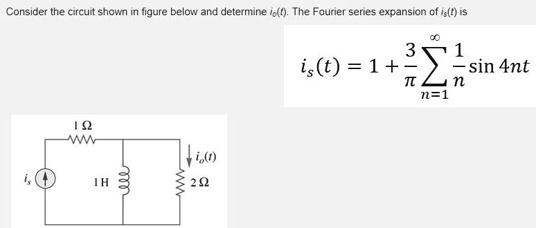 SOLVED: Consider the circuit shown in the figure below and determine io(t). The Fourier series ...