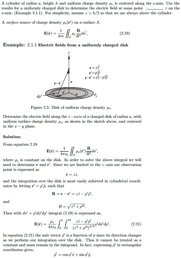 SOLVED: A cylinder of radius a, height h, and uniform charge density is centered along the z ...