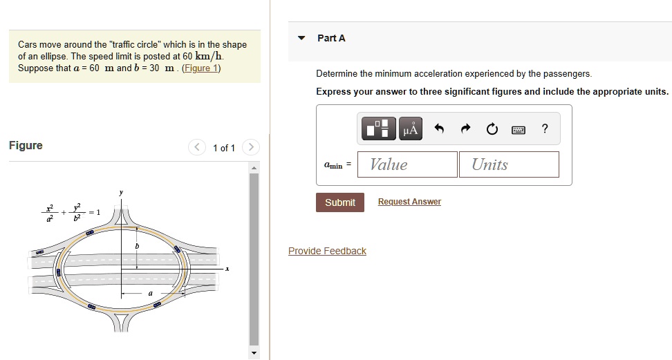 Cars move around the ẗraffic circleẅhich is in the shape of an ellipse ...