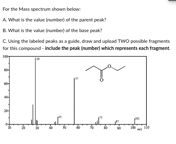for the mass spectrum shown below a what is the value number of the ...