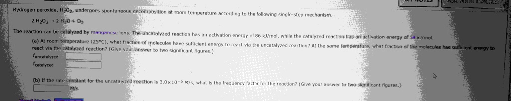hydrogen peroxide h2o2 undergoes spontaneous decomposition at room ...