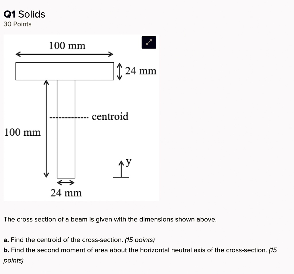 Q1 Solids 30 Points 100 mm 24 mm centroid 100 mm 24 mm The cross ...