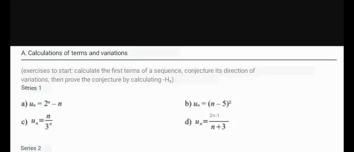 SOLVED: A Calculations of terms and variations (exercises to start ...