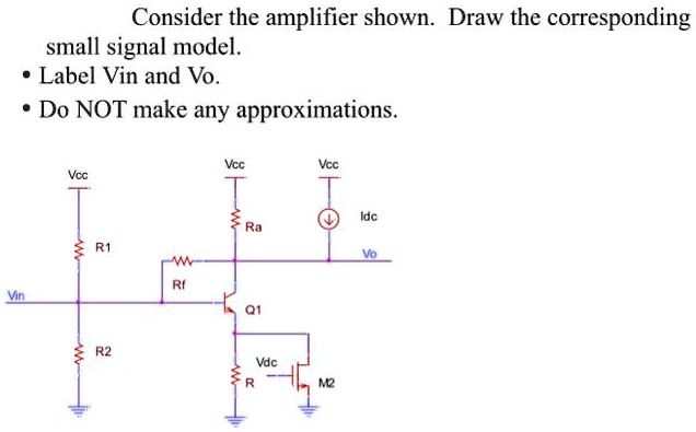Consider the amplifier shown. Draw the corresponding small signal model ...