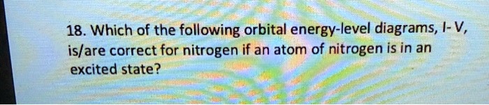 SOLVED: 18. Which of the following orbital energy-level diagrams, 1- V ...