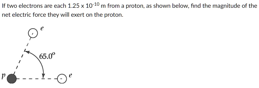 if two electrons are each 125 x 10 10 m from a proton as shown below ...