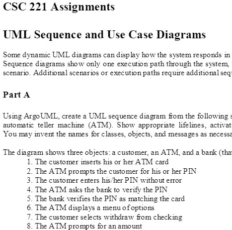 csc 221 assignments uml sequence and use case diagrams some dynamic uml diagrams can disply how ...