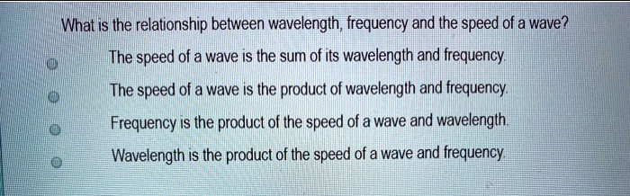 SOLVED: What is the relationship between wavelength, frequency, and the ...