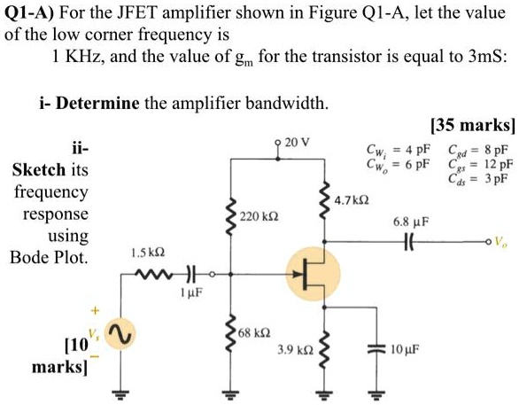 Q1-A) For the JFET amplifier shown in Figure Q1-A, let the...