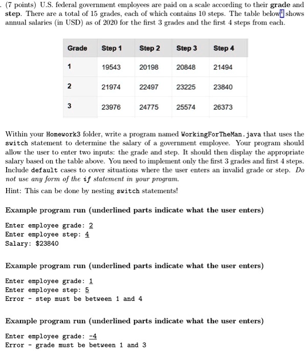[GET ANSWER] (7 points) U.S. federal government employees are paid on a ...