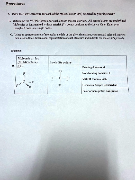 SOLVED: Procedure: Draw the Lewis structure for cach of the molecules ions) selected by your ...