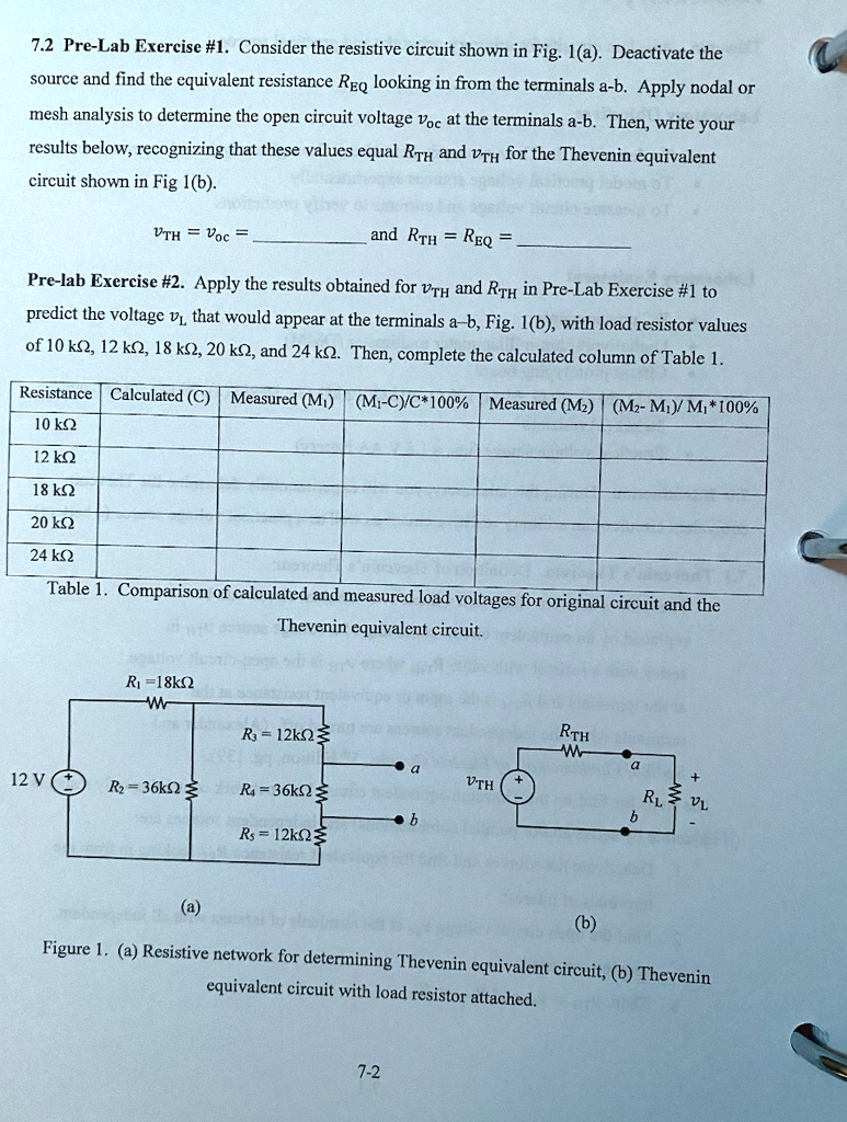 texts please complete pre lab exercise 1 as well as the calculated column of pre lab exercise 2 ...