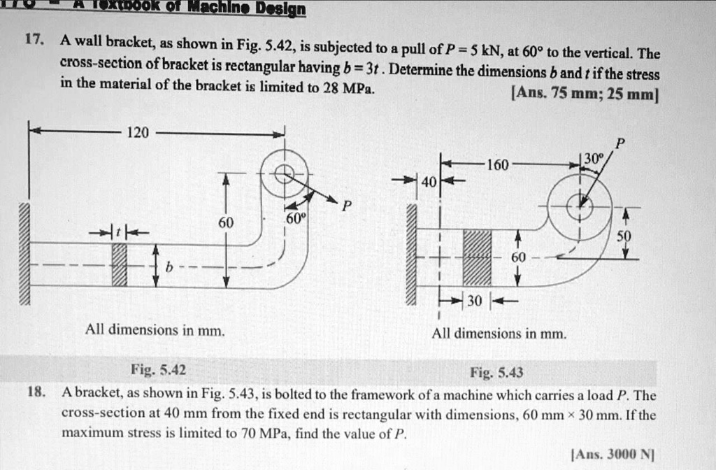 [GET ANSWER] 17. A wall bracket, as shown in Fig. 5.42, is subjected to ...