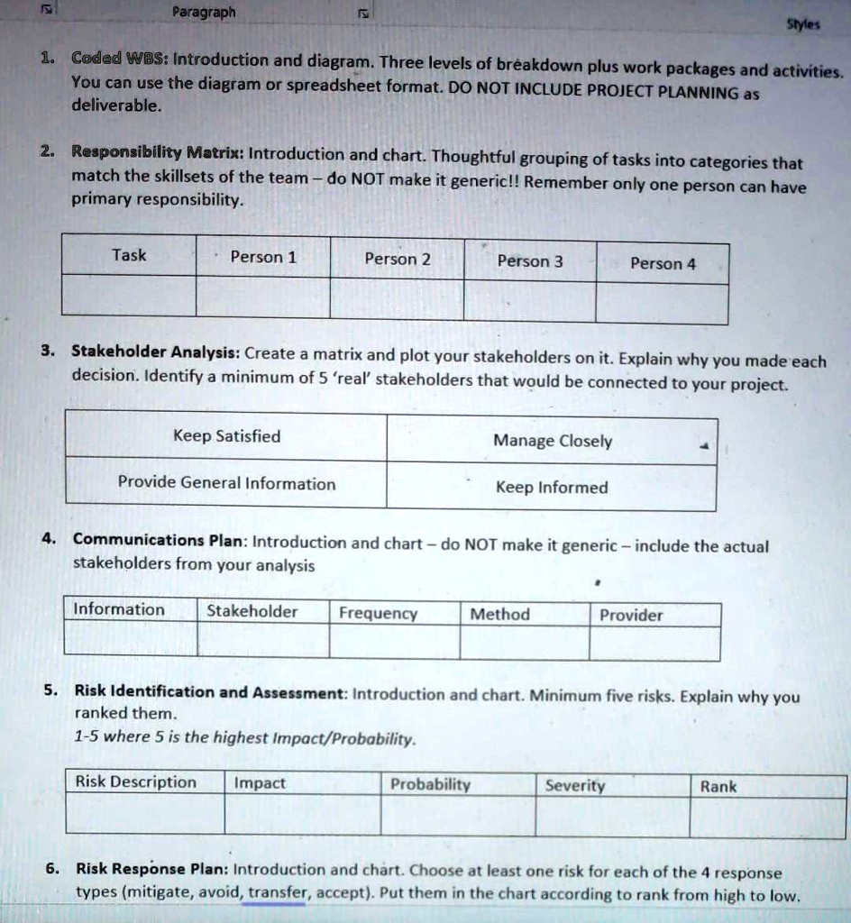 Paragraph Style: Coded WBS: Introduction and diagram. Three levels of ...