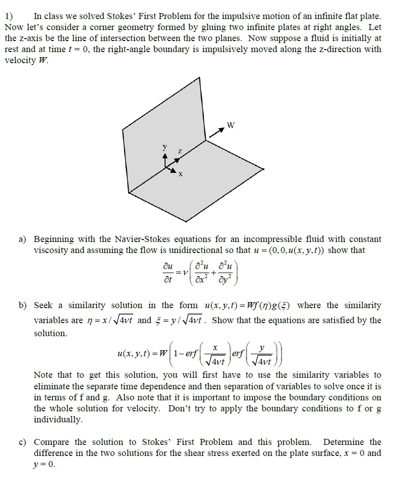 in class we solved stokes first problem for the impulsive motion of an ...