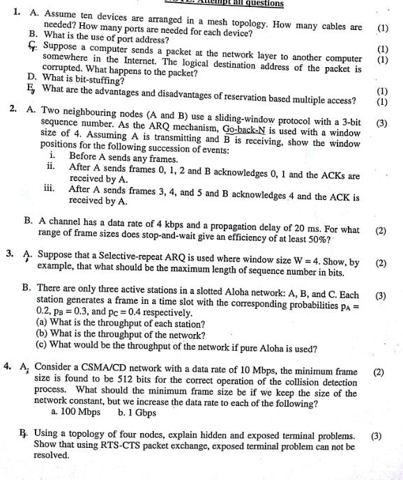 SOLVED: A. Assume ten devices are arranged in a mesh topology. How many ...