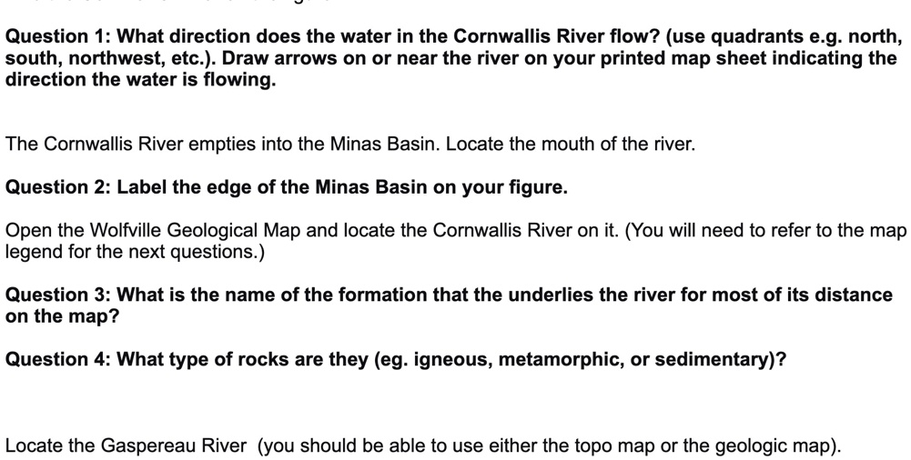question 1 what direction does the water in the cornwallis river flow ...