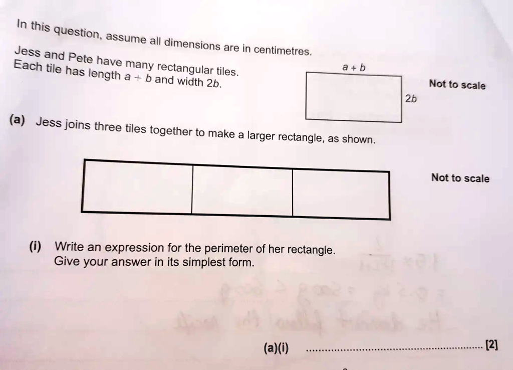 In this question, assume all dimensions are in centimetres. Jess and ...